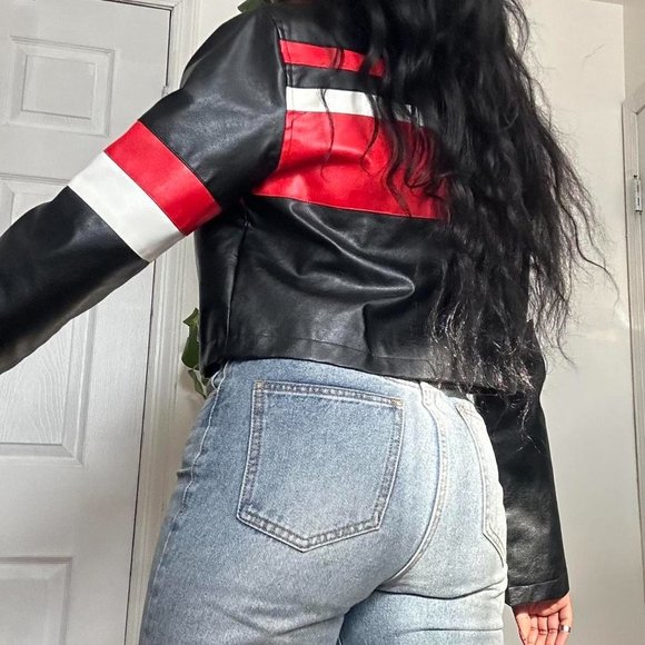 Solado | Jackets & Coats | Red Black And White Motto | Poshmark